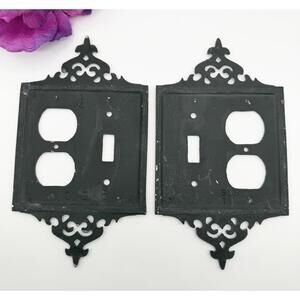 Vintage | Accents | Black Electrical Outlet Plug Combo Switch Plate ...